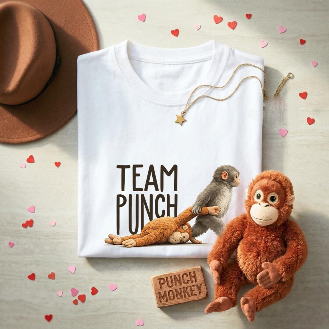 Team Punch Monkey Shirt, Funny Meme Graphic Tee, Viral Punch-kun ...