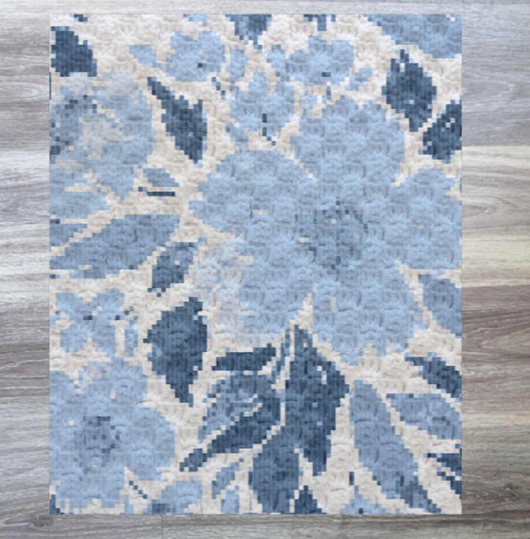 Blue Floral Crochet **pattern ONLY** C2C Flower Afghan, Tapestry ...