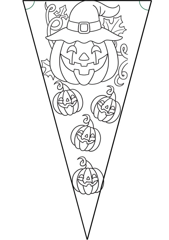 Halloween Bunting Printable Print Out Colour In Colouring - Etsy