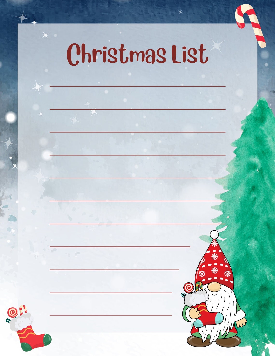 Christmas Wish List Digital Download Printable, Santa, Father Christmas ...