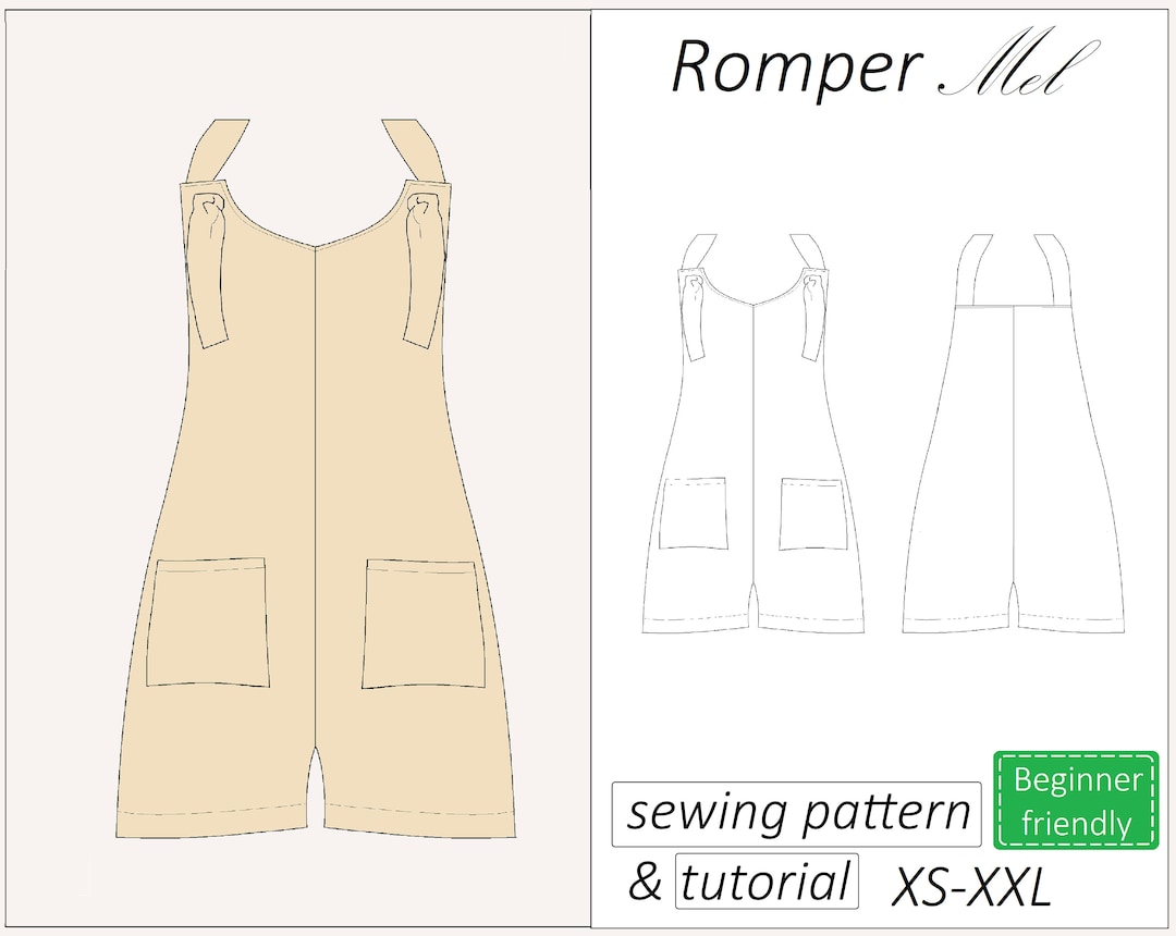 Romper Pattern Mel, Romper Sewing Pattern PDF, Easy Jumpsuit Shorts ...