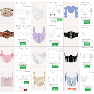 Set of 12 Corset Patterns, Corset Top Pattern, Corset Belt Pattern PDF ...