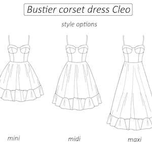 Corset Dress Pattern Cleo, Graduation Prom Bustier Dress Sewing Pattern ...