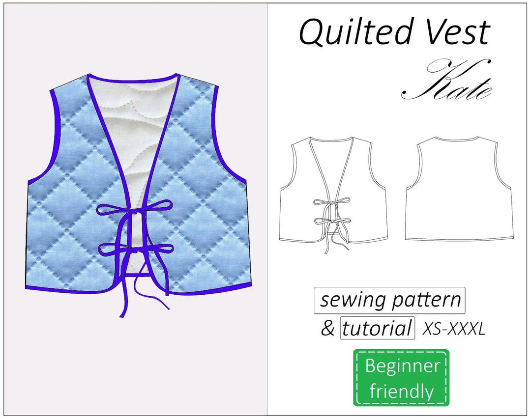 Vest Sewing Pattern Kate, Vest Pattern PDF, Quilted Vest for Women ...