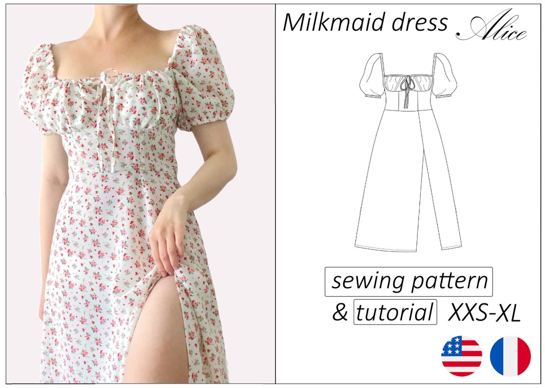 Dress Pattern, Milkmaid Dress Sewing Pattern PDF Puff Sleeves Cottage ...