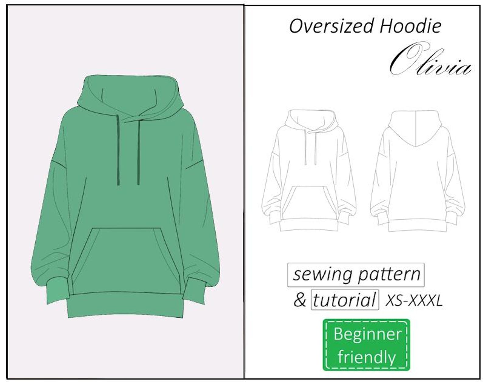 Hoodie Pattern Olivia, Oversized Hoodie Pattern PDF, Loungewear Pattern ...