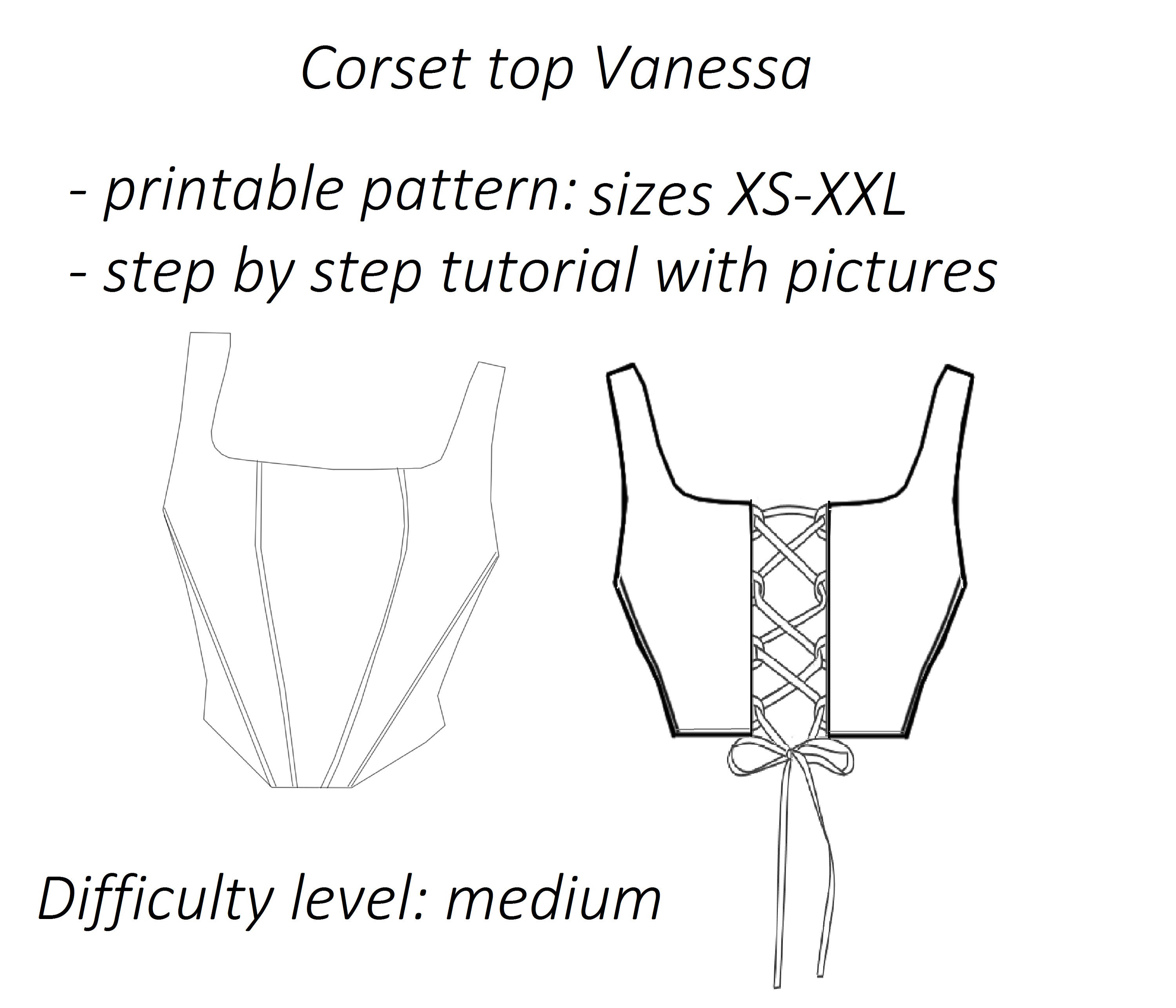 Corset Top Pattern Vanessa Corset Pattern PDF Crop Top - Etsy Canada