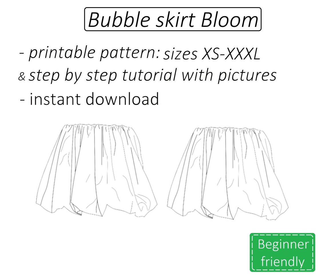 Bubble Skirt Pattern Bloom, Balloon Skirt Sewing Pattern PDF, Mini ...