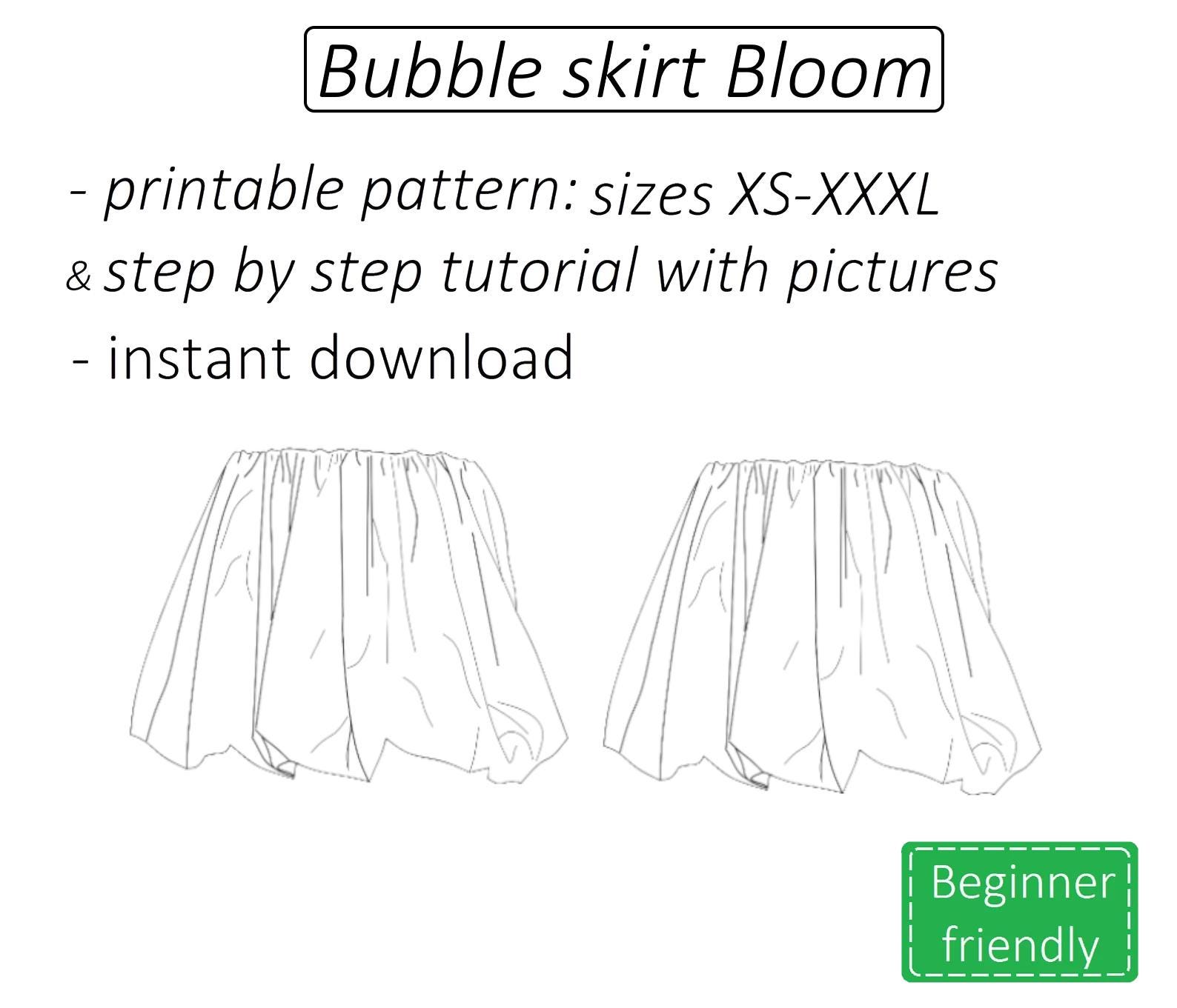Bubble Skirt Pattern Bloom, Balloon Skirt Sewing Pattern PDF, Mini ...