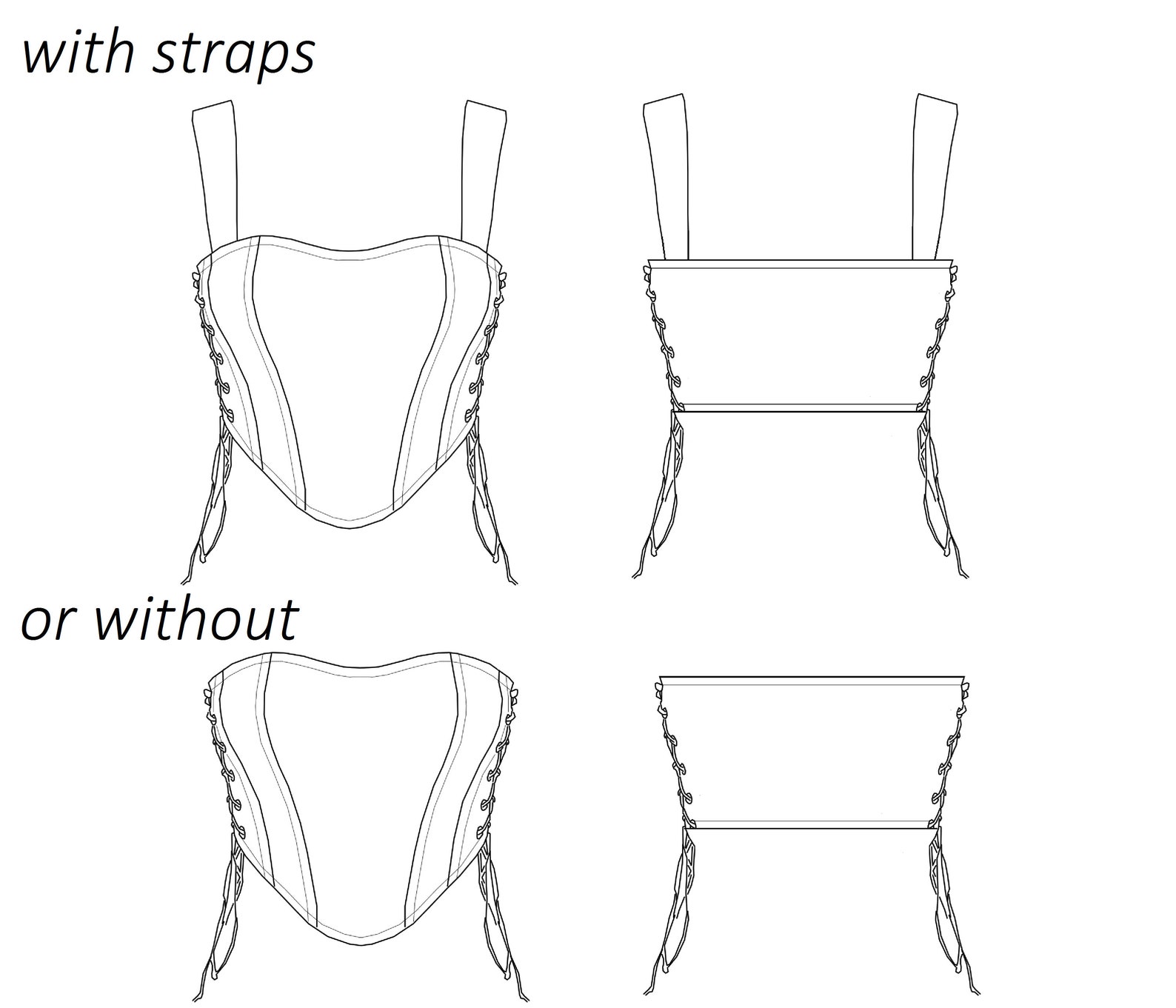 Corset Top Patter Brianna, Side Lacing Corset Pattern PDF, Crop Top ...