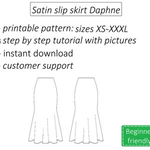 Satin Skirt Pattern Daphne, Slip Midi Skirt Sewing Pattern PDF, Silk ...