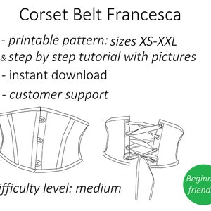 Corset Pattern Francesca, Corset Belt Pattern PDF Sewing Pattern ...