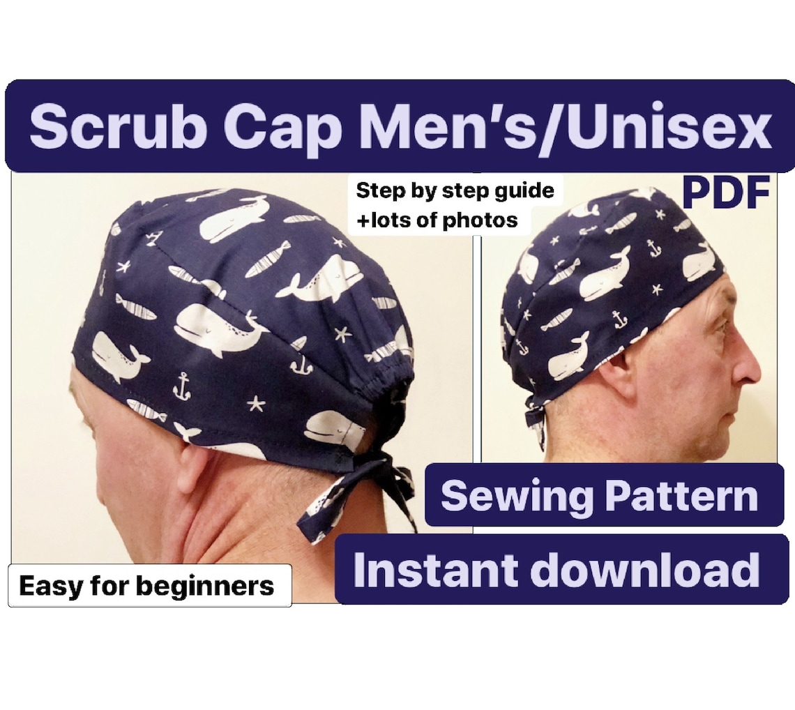 Scrub Cap Pattern Unisex Scrub Hat Sewing Pattern PDF for - Etsy
