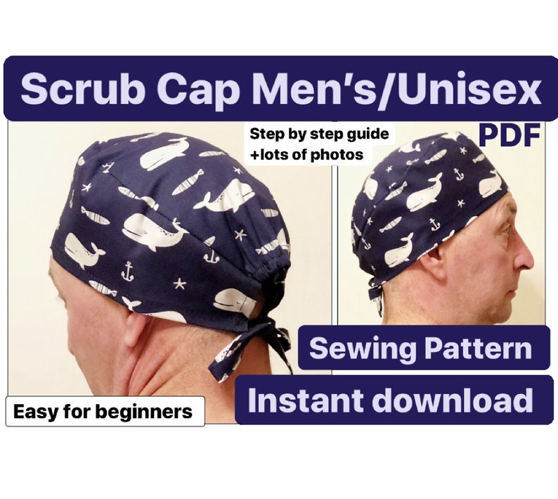 Scrub Cap Pattern Unisex Scrub Hat Sewing Pattern PDF for - Etsy