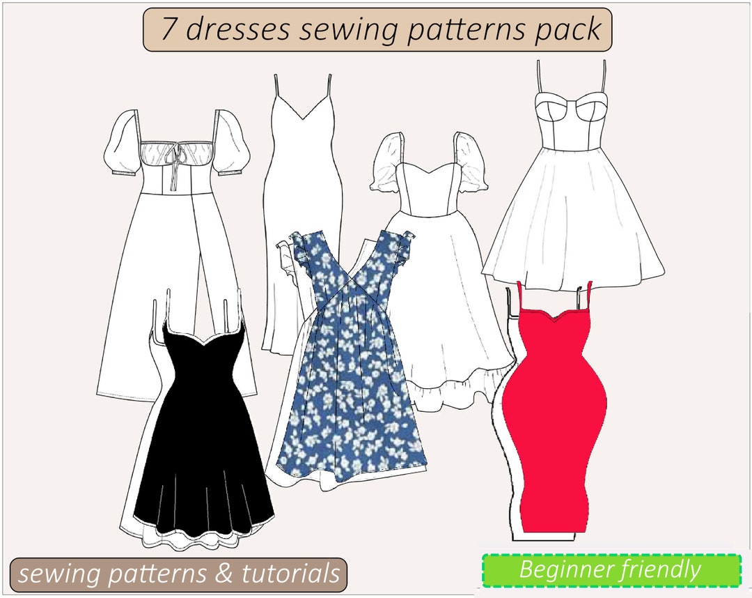 7 Dress Patterns, Milkmaid Dress Sewing Pattern PDF, Bustier Dress ...