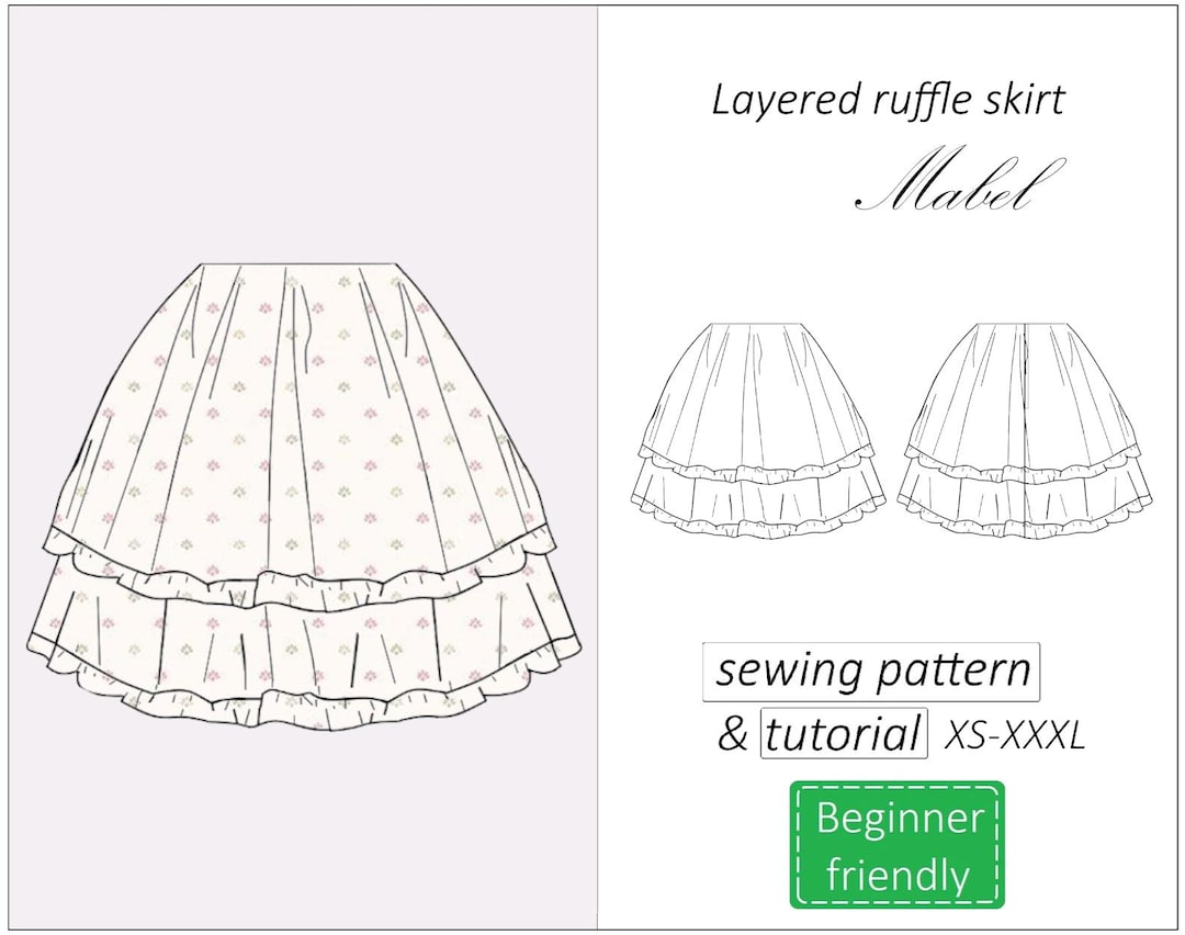 Layered Ruffle Skirt Pattern Mabel, Tiered Skirt Sewing Pattern PDF ...