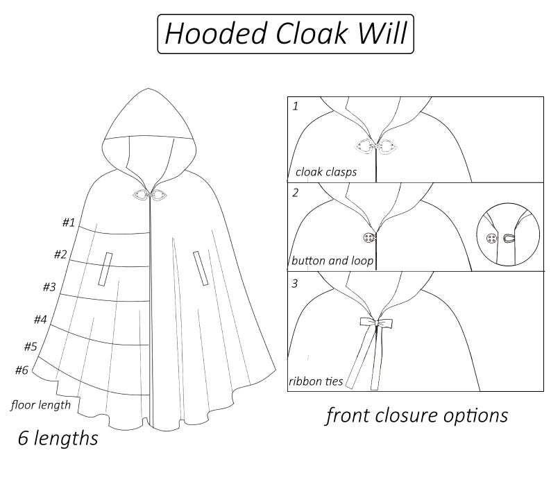 Cloak Sewing Pattern Will, Cloak With Hood Pattern PDF Medieval Magical ...