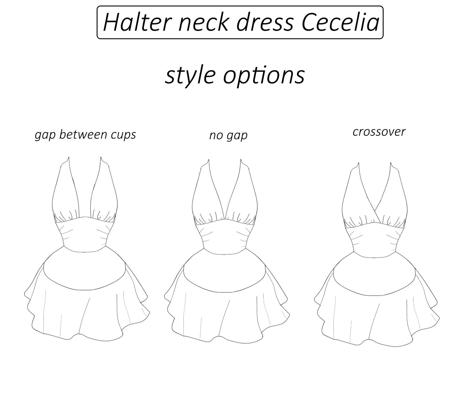 Halter Neck Dress Pattern Cecelia, Open Back Dress Sewing Pattern PDF ...