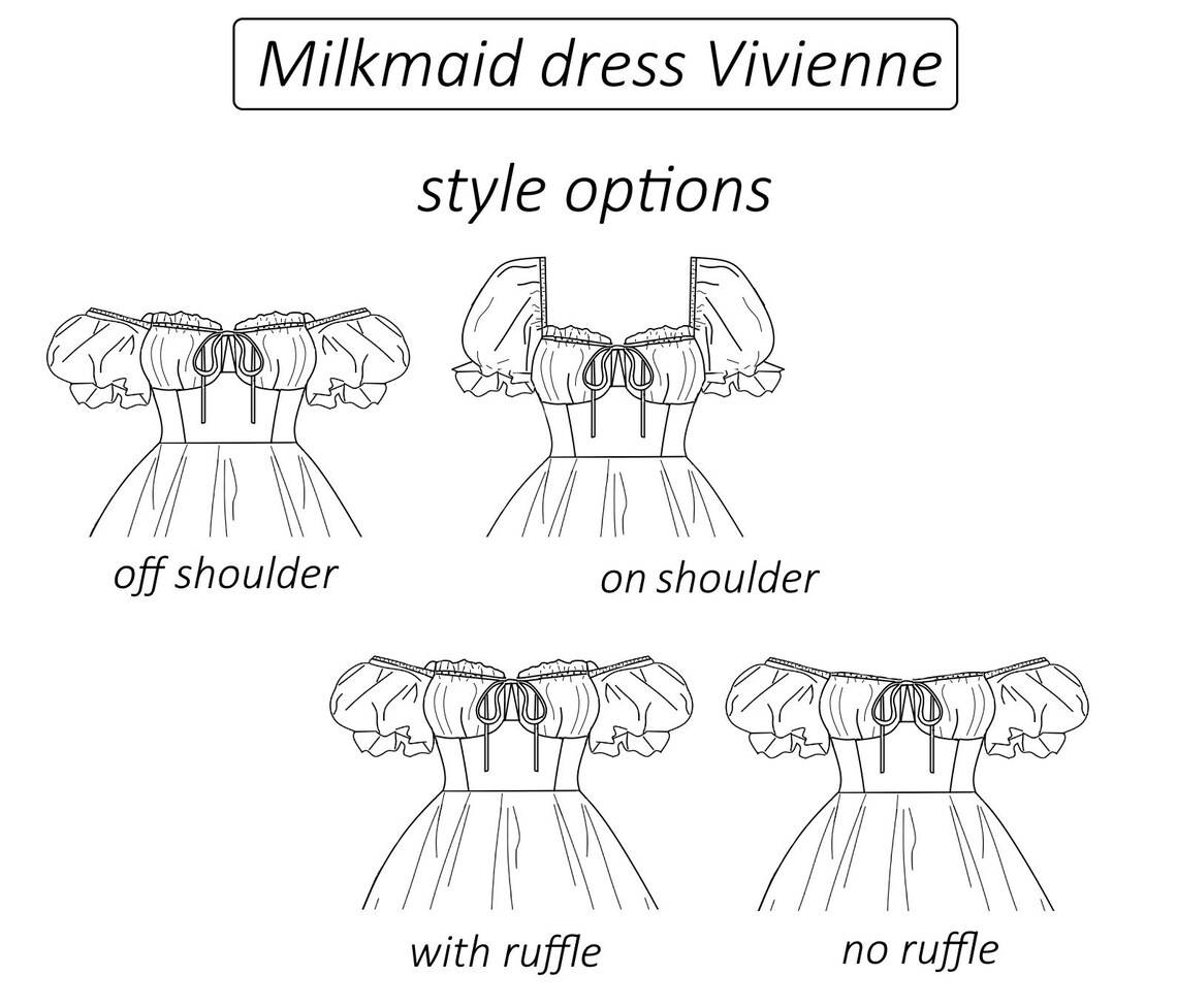Milkmaid Dress Pattern Vivienne, off Shoulder Ruffle Dress Sewing ...