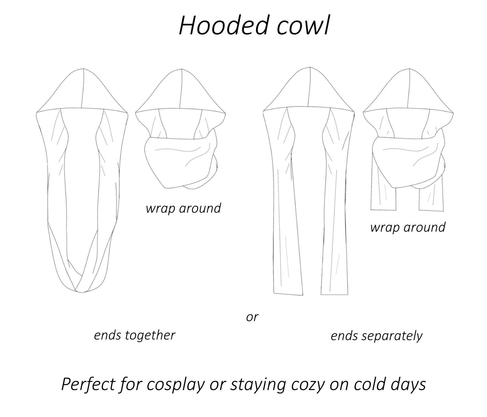 Hood Sewing Pattern Ava, Cozy Scarf Hooded Cowl, Cloak Pattern PDF ...