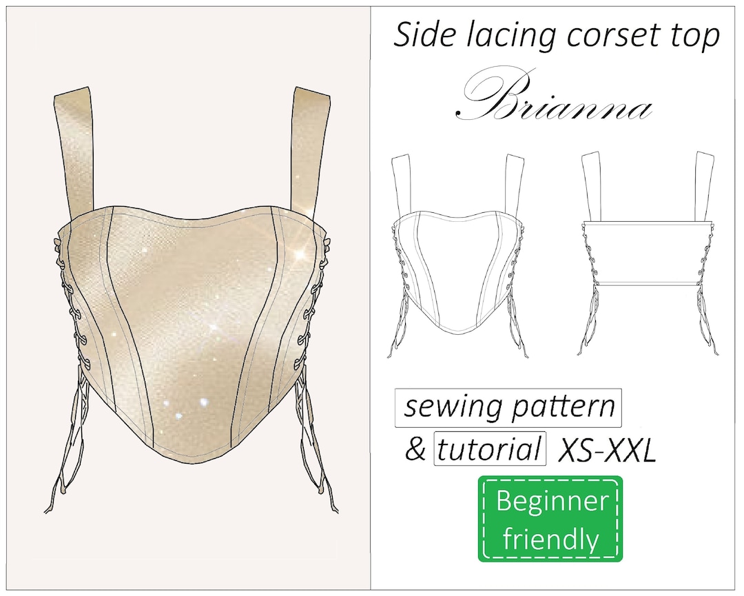 Corset Top Patter Brianna, Side Lacing Corset Pattern PDF, Crop Top ...