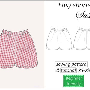 Shorts Pattern Sasha, Summer Shorts Sewing Pattern PDF, Easy Elastic ...