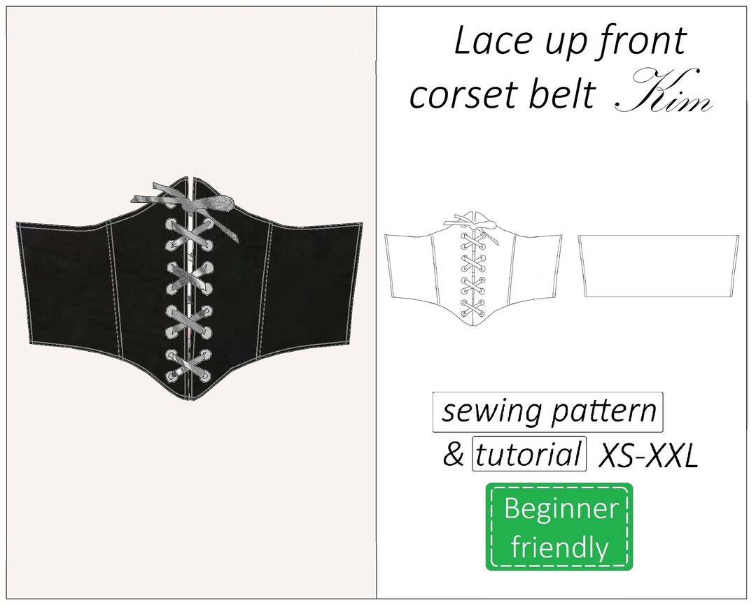 Corset Pattern Kim, Corset Belt Pattern PDF, Front Lace Corset Sewing Pattern Instant Download ...