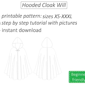 Cloak Sewing Pattern Will, Cloak With Hood Pattern PDF Medieval Magical ...