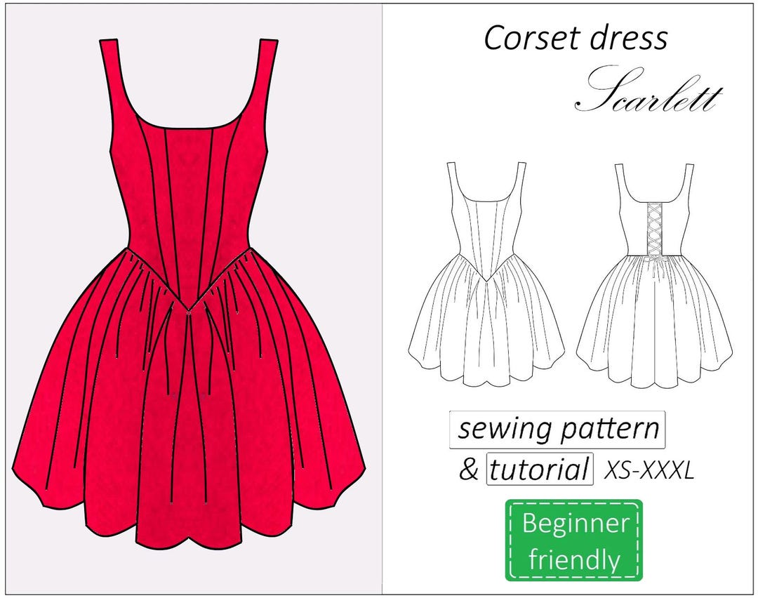 Corset Dress Pattern Scarlett, Graduation Prom Dress Sewing Pattern PDF ...