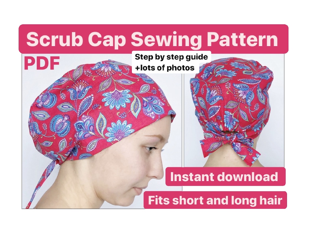 Scrub Cap Pattern, Scrub Hat Sewing Pattern Scrub Cap Ponytail PDF ...