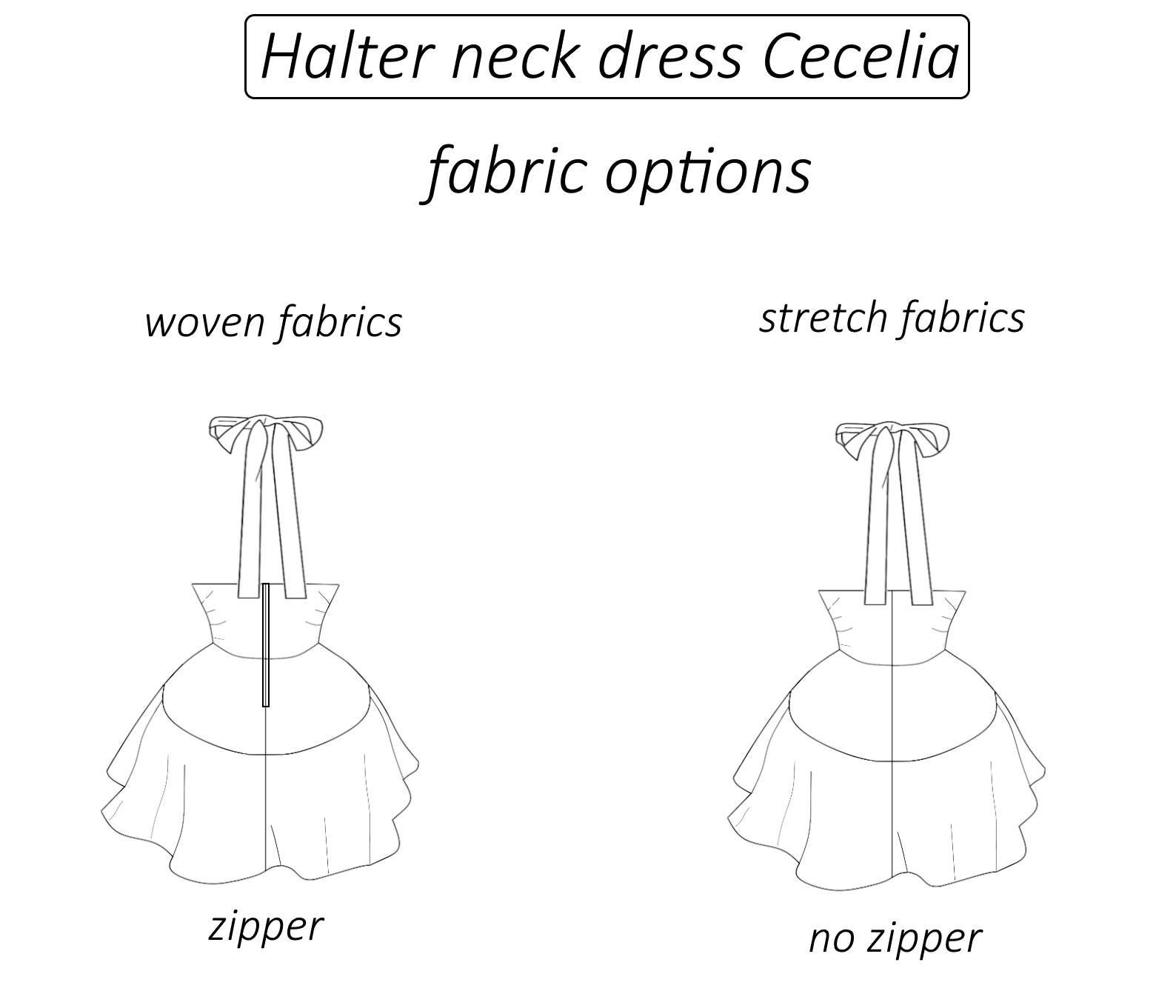Halter Neck Dress Pattern Cecelia, Open Back Dress Sewing Pattern PDF ...