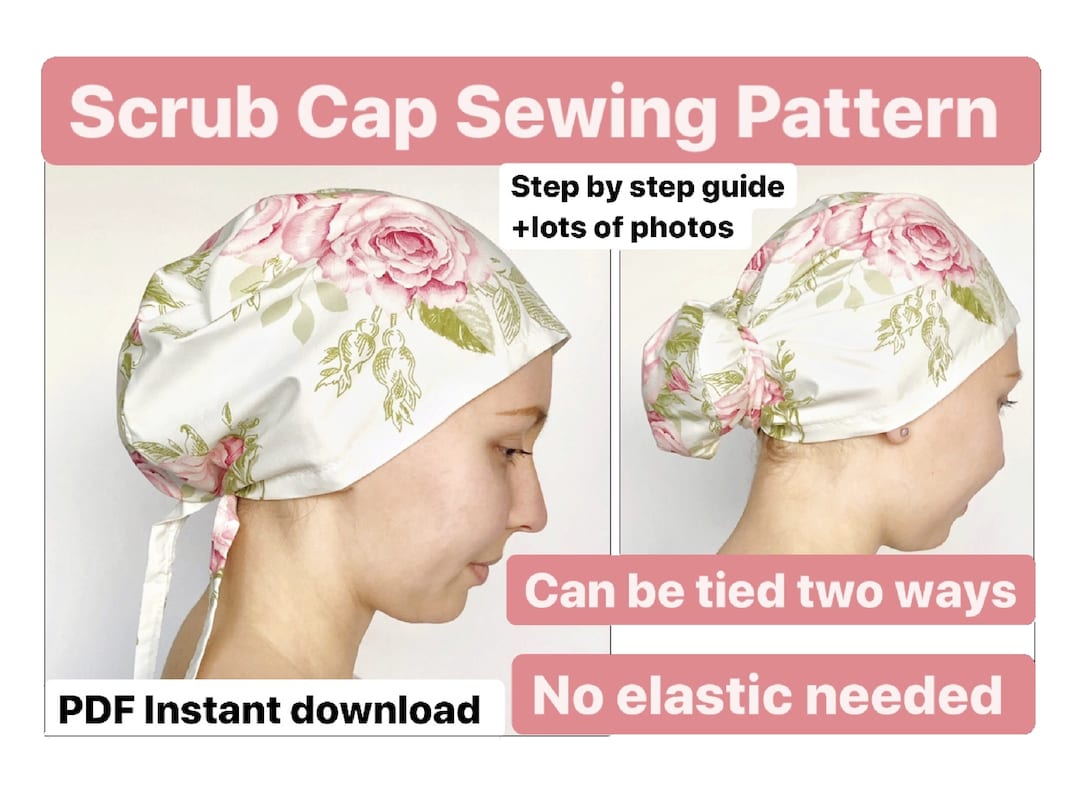 Scrub Cap Pattern, Scrub Hat Sewing Pattern Scrub Cap Ponytail PDF ...