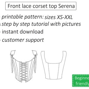 Corset Top Pattern Serena, Front Lace Corset Pattern PDF, Crop Top ...