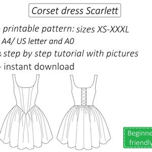 Corset Dress Pattern Scarlett, Graduation Prom Dress Sewing Pattern PDF ...