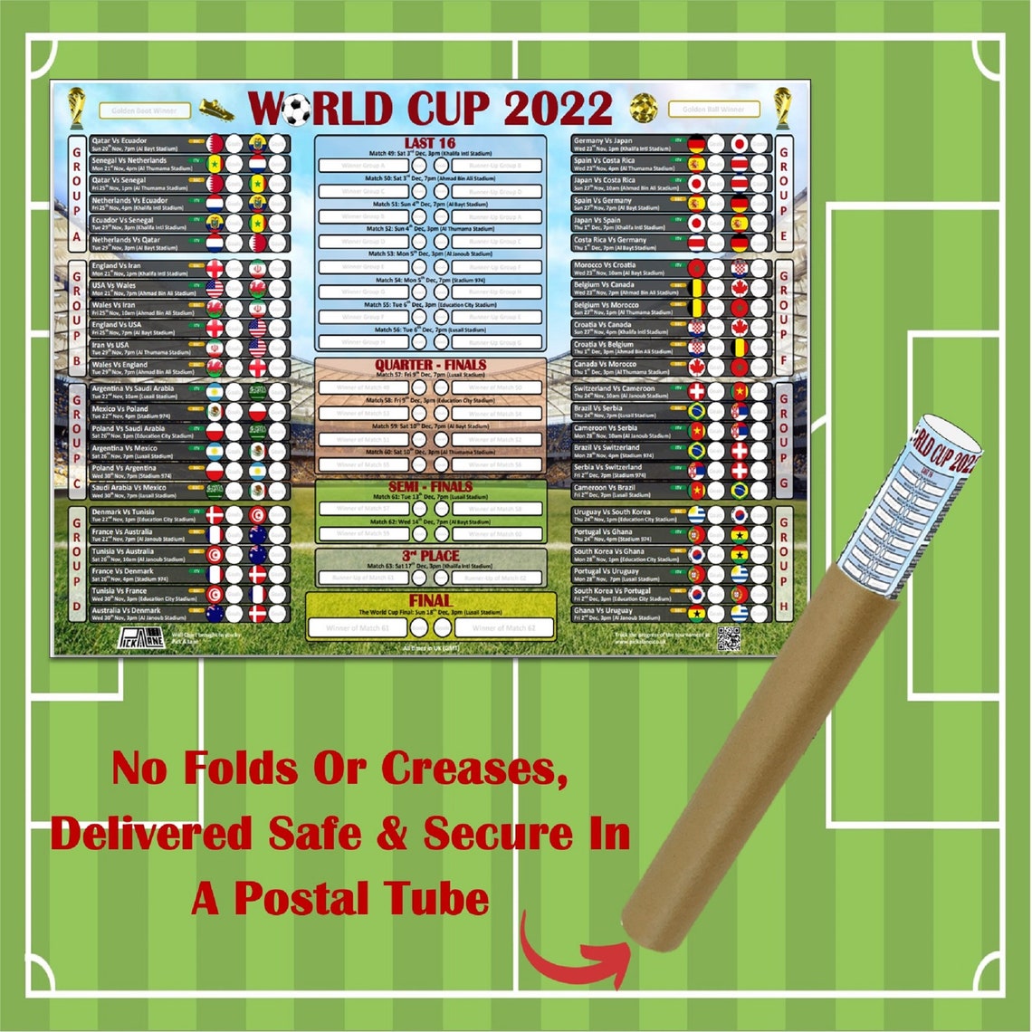 World Cup 2022 Wall Chart And Sweepstake Kit Includes Etsy