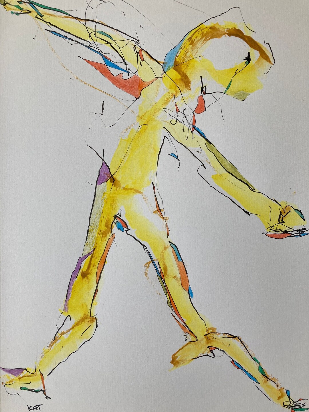 Abstract Art Original, Drawing of a Body, Small Modern Wall Art ...