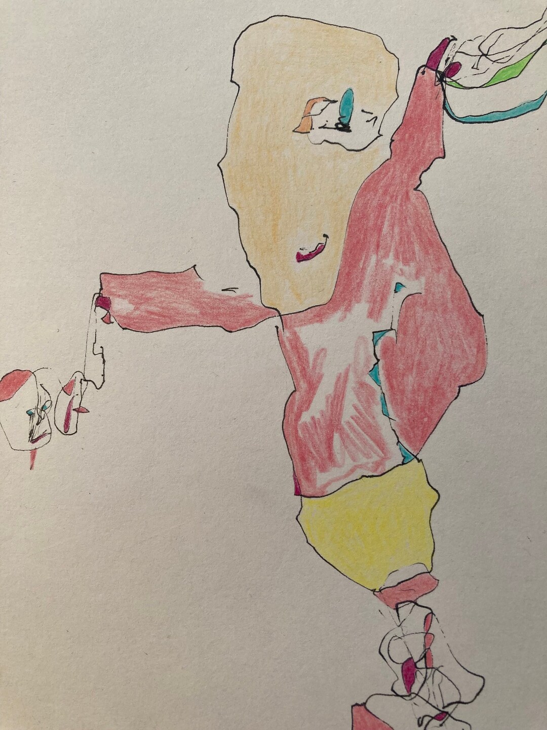 Unique Ink Drawing, Original Drawing, Colourful Wall Art, Funny Figure ...