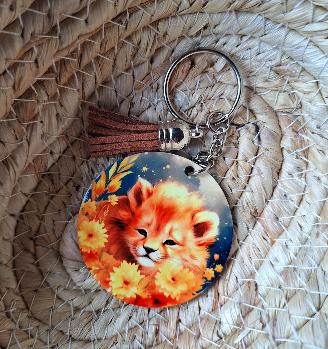 Lion Cub Key Ring: Sublimation Design With Tassel - Etsy