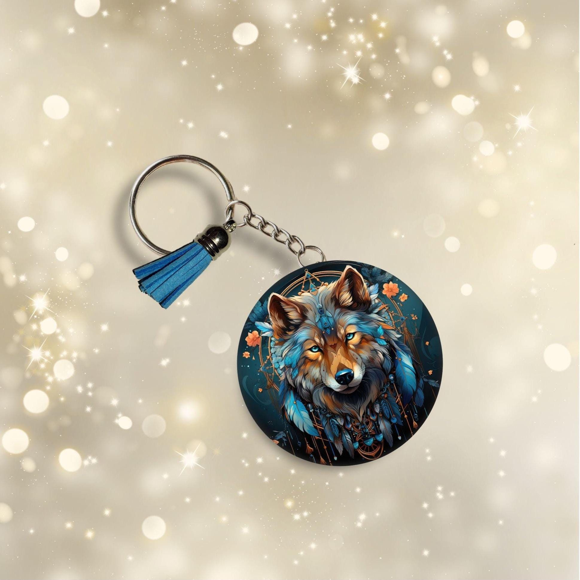 Mystic Wolf Key Ring: Sublimation Design With Tassel - Etsy