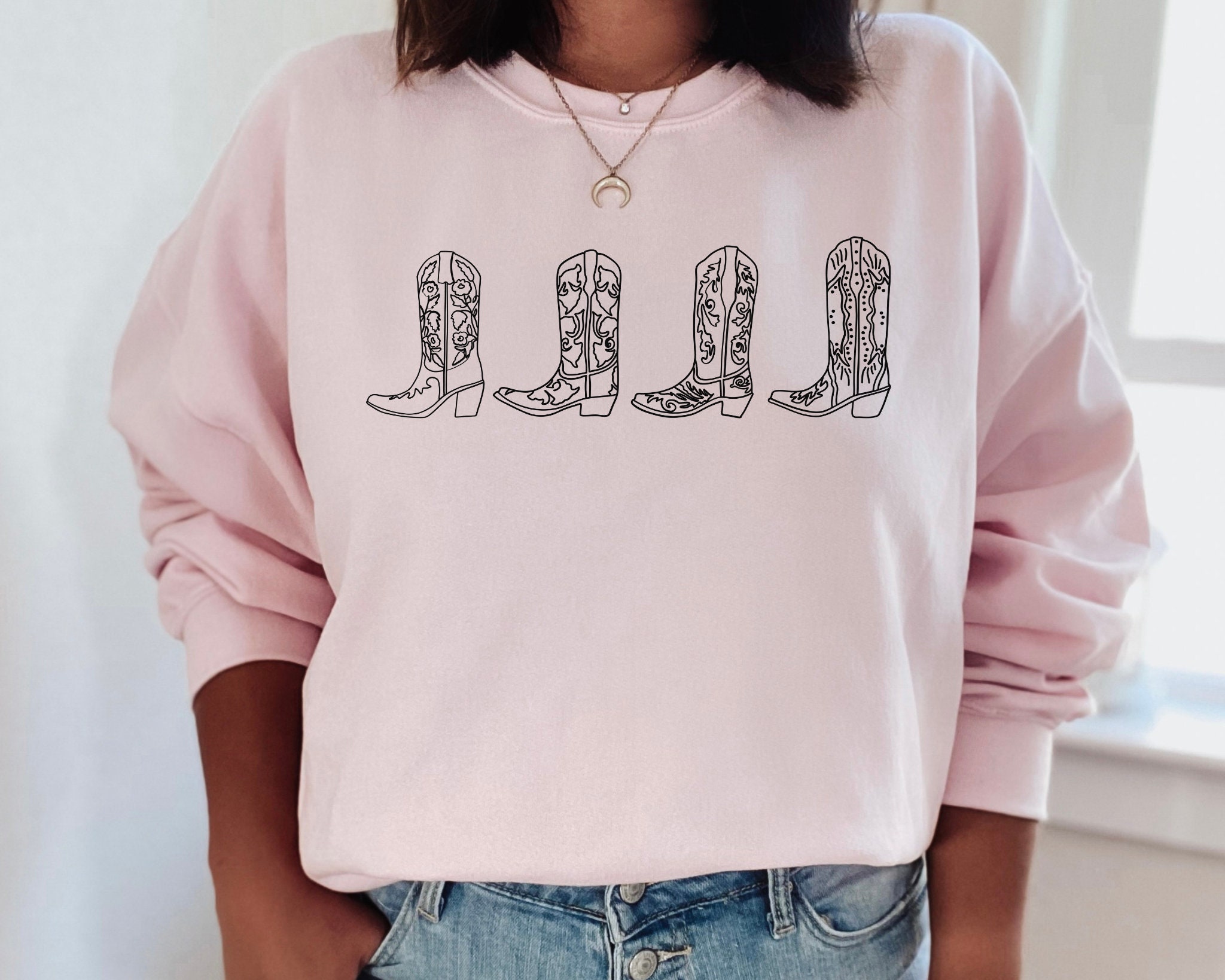 Cowgirl Boots Sweatshirt Country Concert Sweater Western Graphic ...