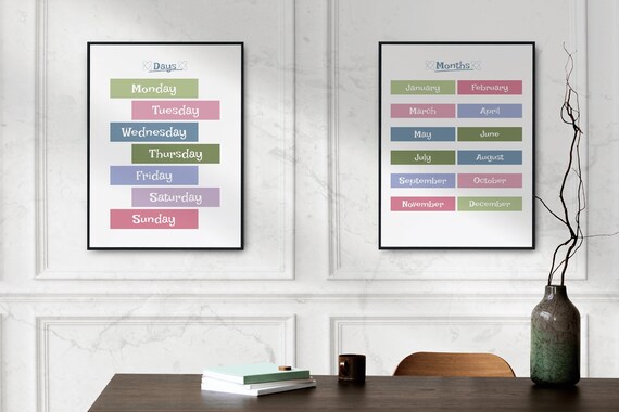 Days of the Week Printable Montessori Education Poster Kids - Etsy