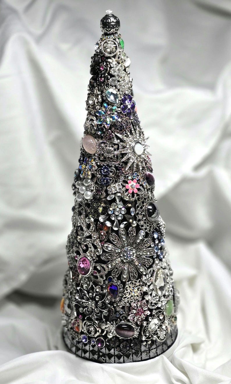 Vintage Silver Jeweled Christmas Tree - Etsy