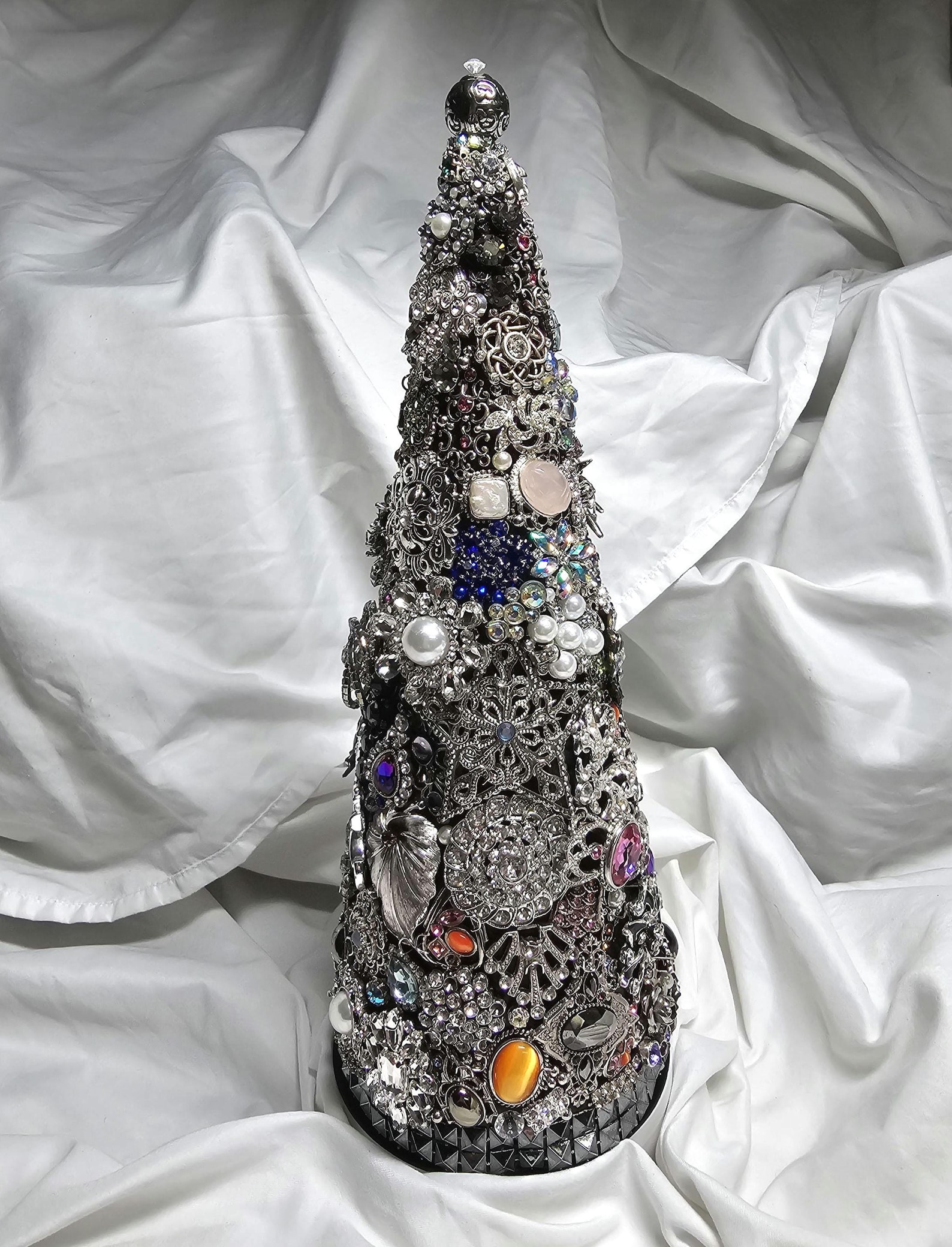Vintage Silver Jeweled Christmas Tree - Etsy