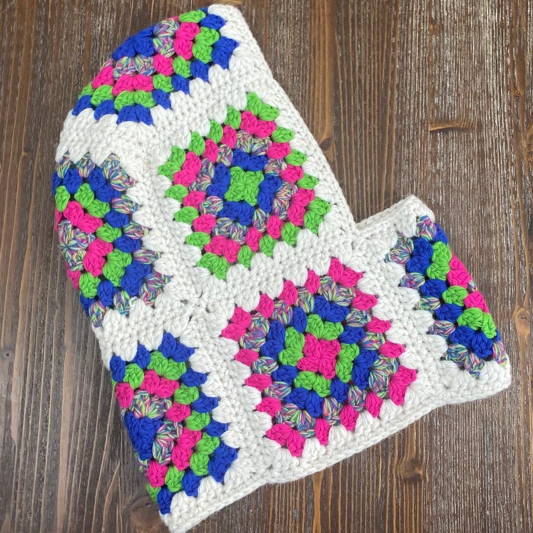 Crochet Balaclava, Granny Square Colorful Balaclava, Women Knitted ...