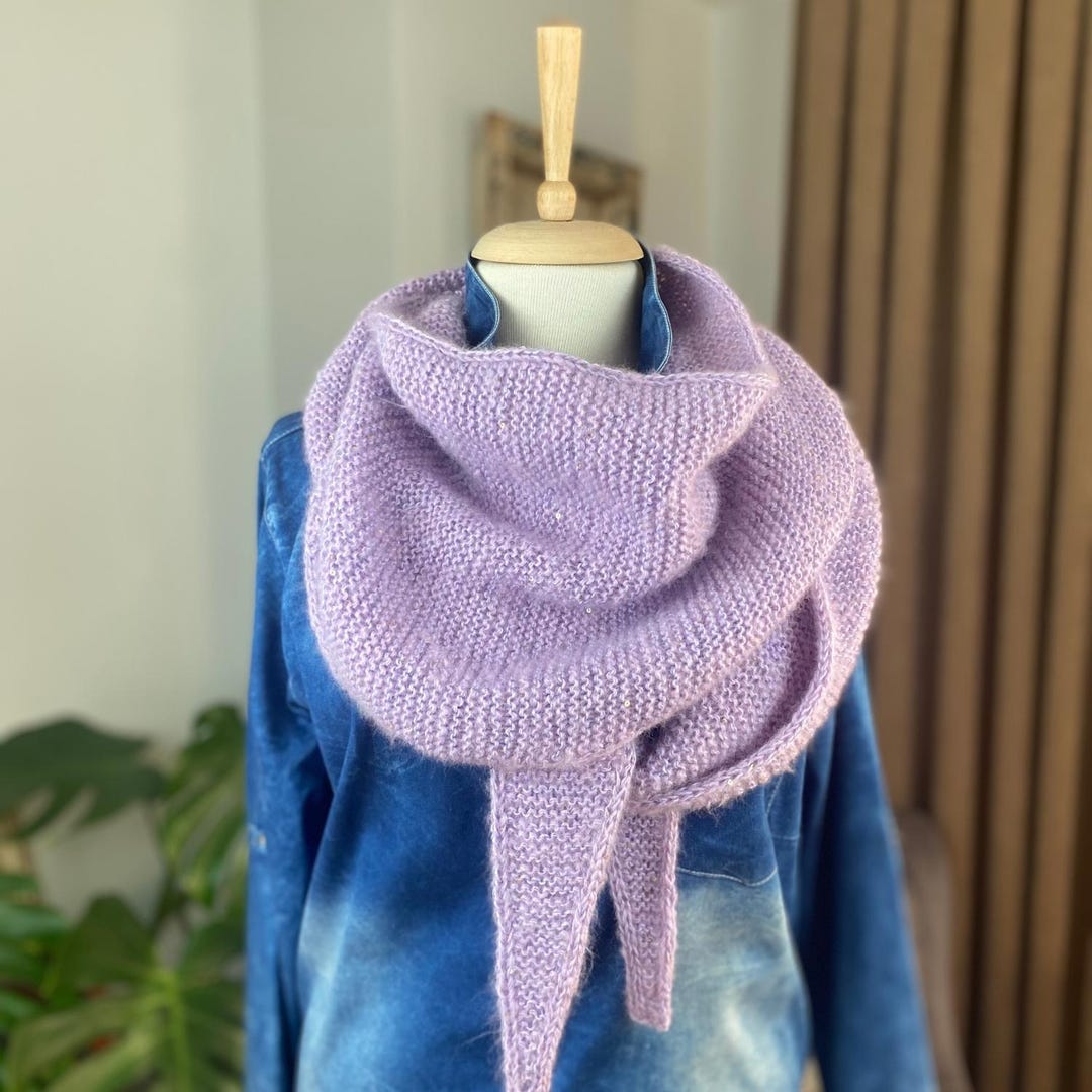 Purple Sophie Scarf, Elegant Hand Knit Sophie Scarf, Knitted Scarf ...