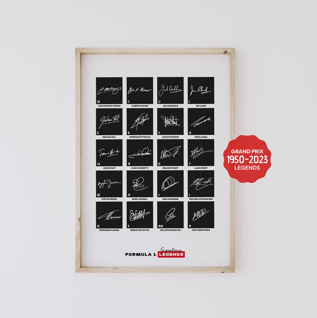 Formula 1 Legends Poster Formula Legends Autographs Formula Wall Decor ...