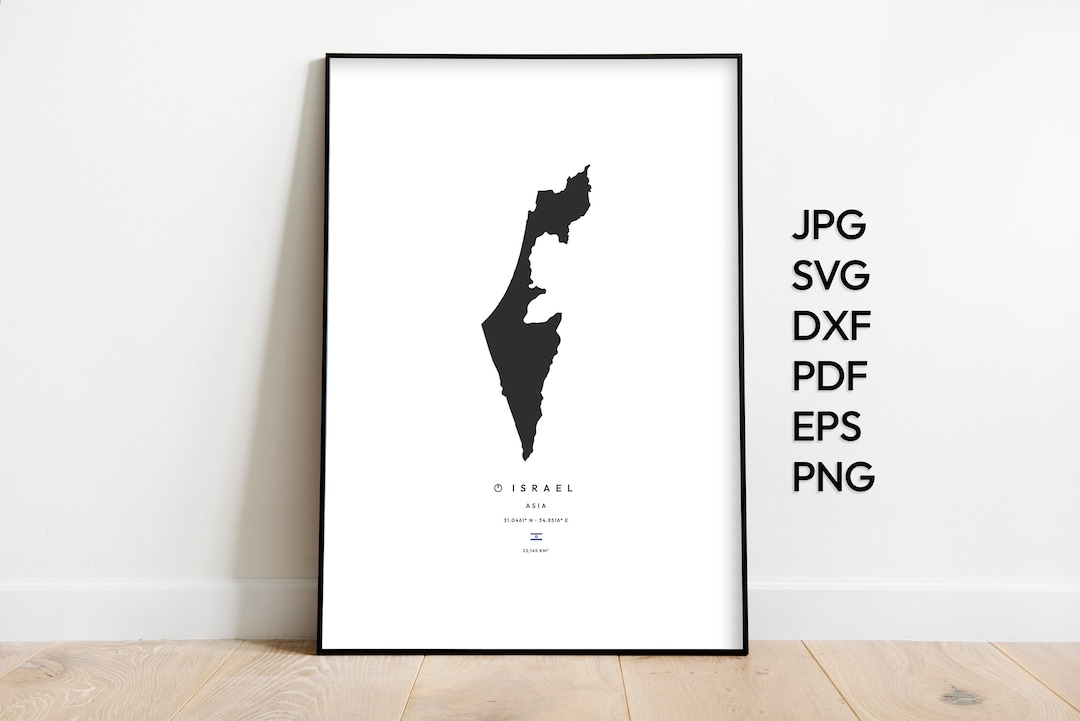 Mapa de Israel Svg Png Pdf Dxf Eps / Impresión de Israel / Archivo ...