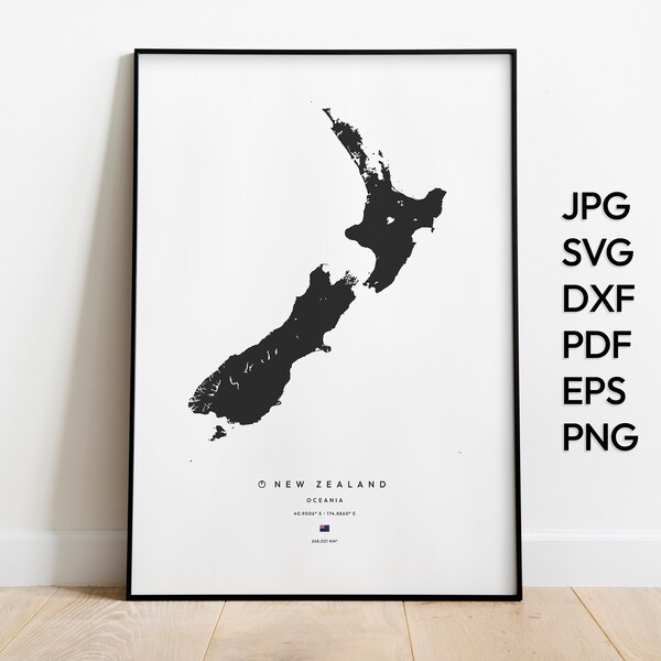 New Zealand Map - Etsy