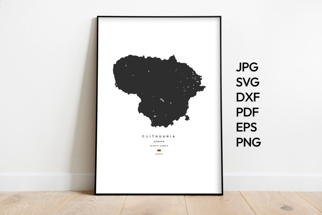 Lithuania Map Svg Png Pdf Dxf Eps Lithuania Print - Etsy