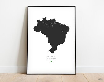 Brazil Map Poster Printable - Etsy